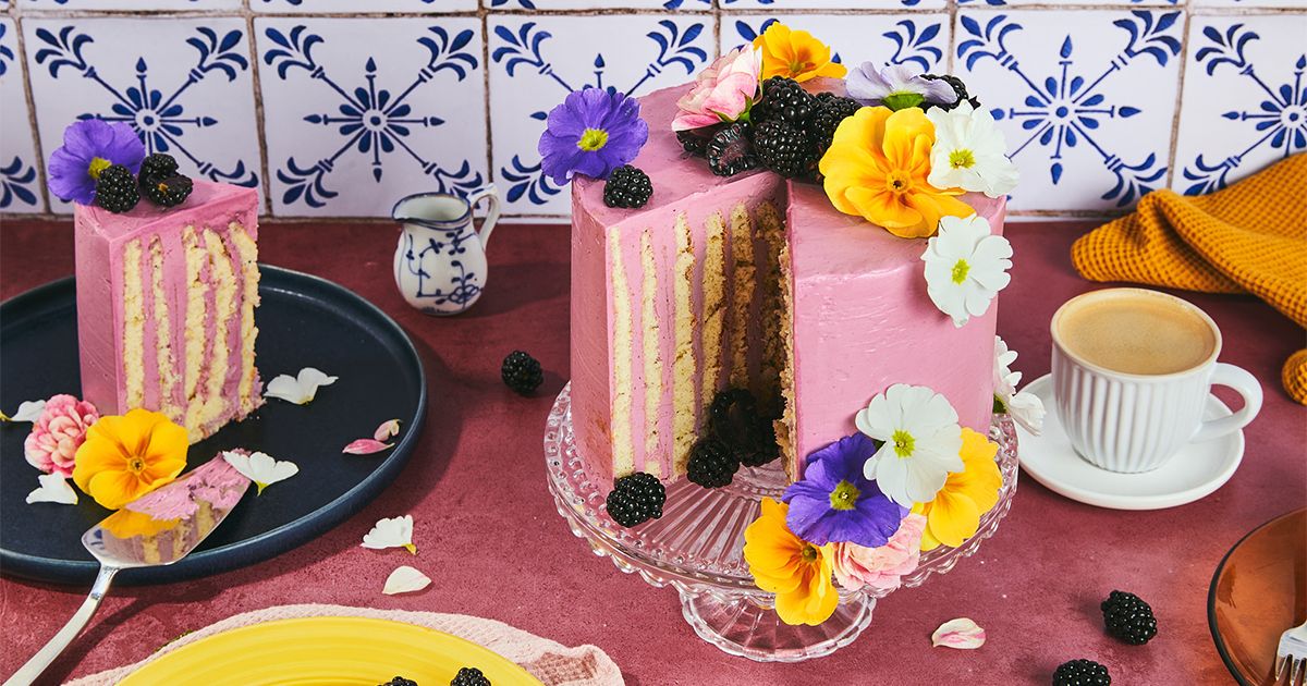 Vertical Blackberry Stripe Cake