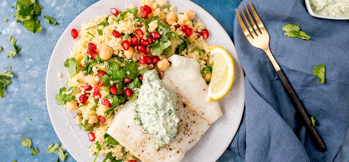 Steamed Hake with Tabbouleh, Chickpeas and Salsa Verde | NEFF UK