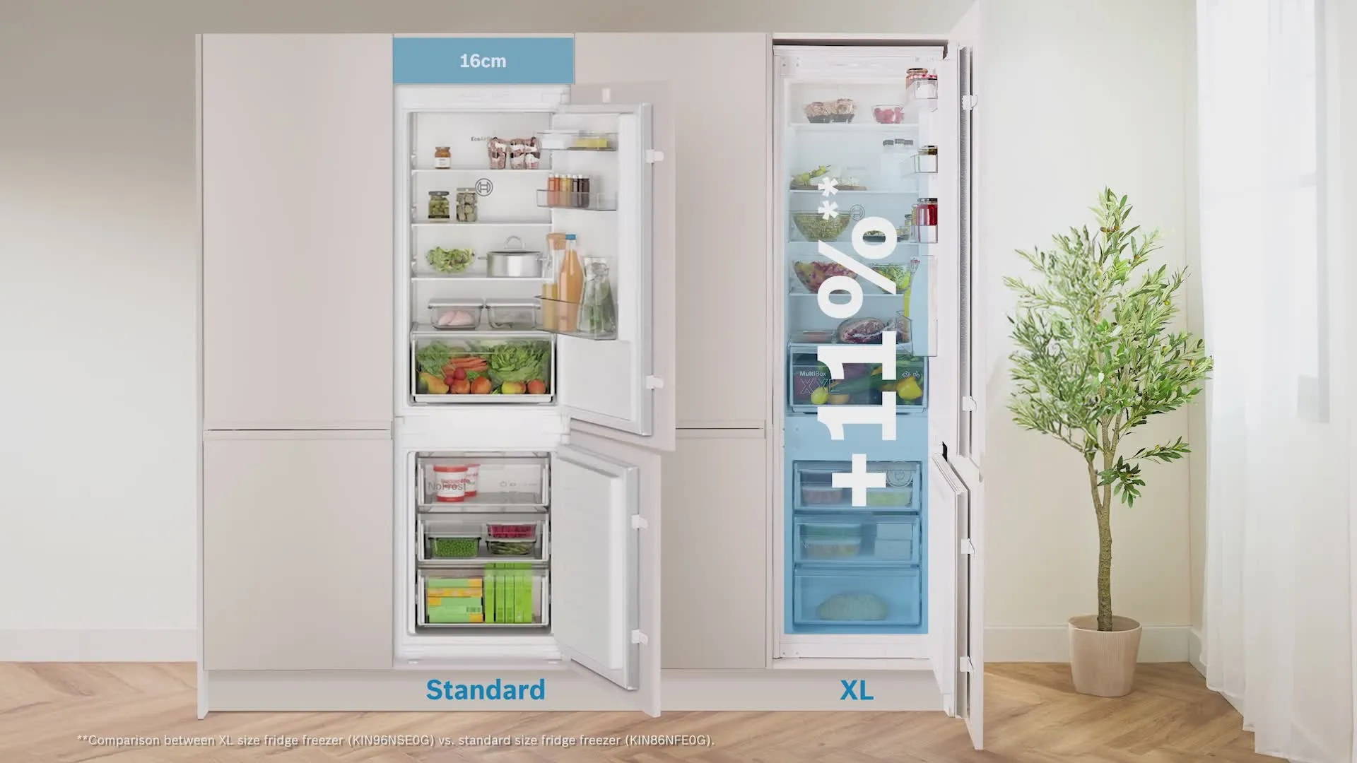 KIN96NSE0G Built-in fridge-freezer with freezer at bottom | BOSCH GB