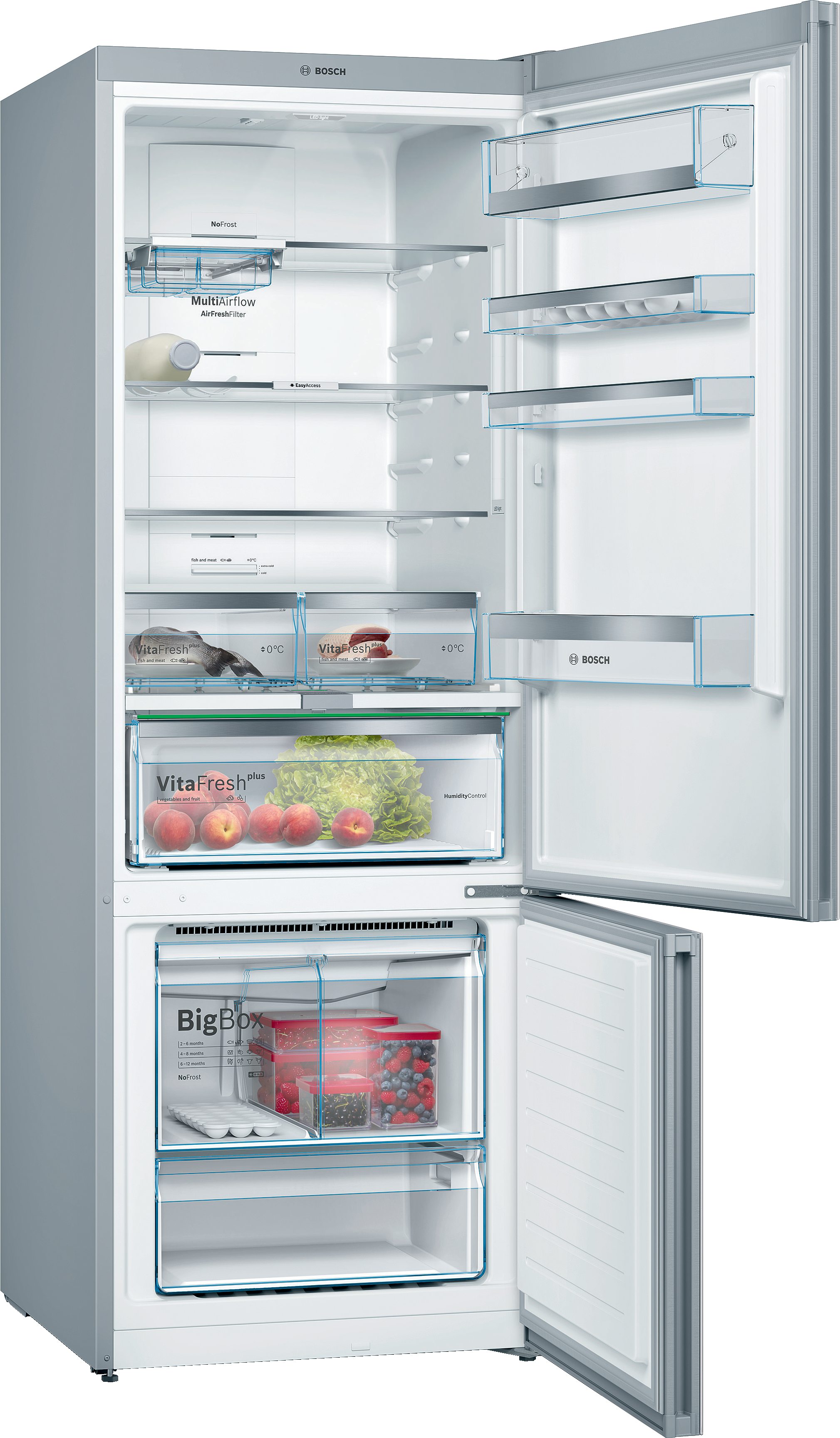 KGN56LWF0N free-standing fridge-freezer with freezer at bottom, glass ...