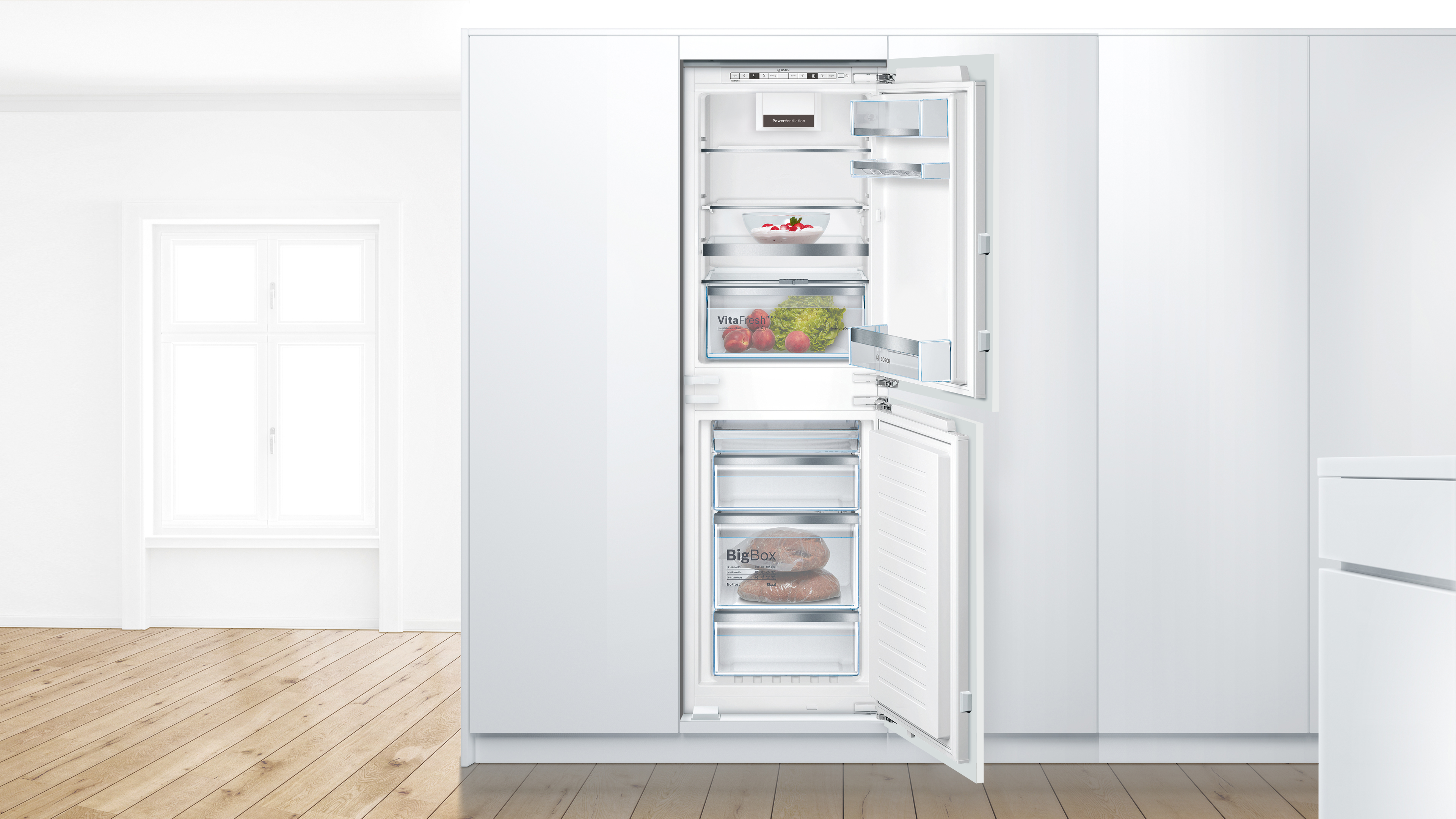 KIN85AFE0G built-in fridge-freezer with freezer at bottom | BOSCH IE