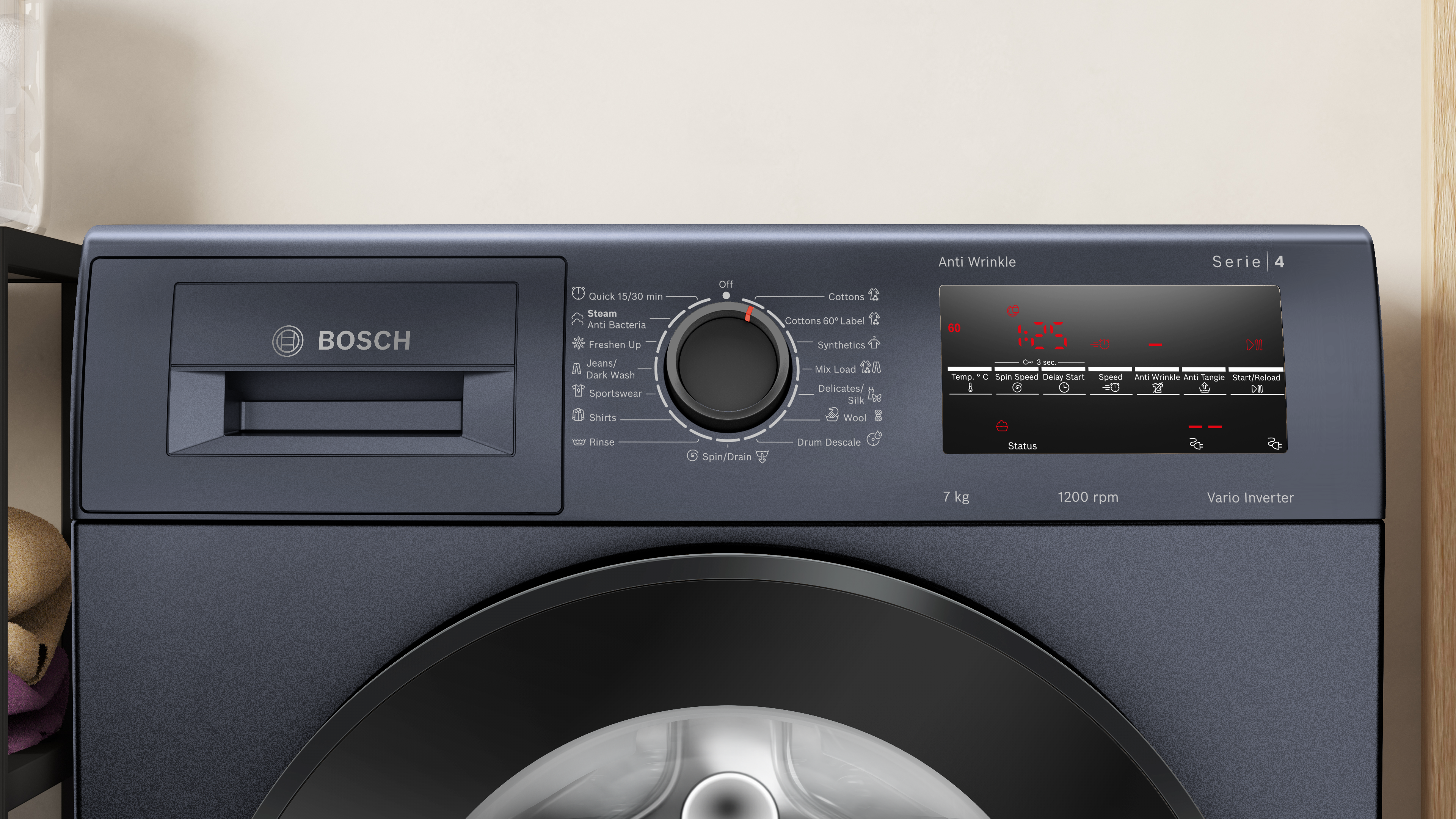 WAJ2446LIN washing machine, front loader | Bosch Home Appliances IN