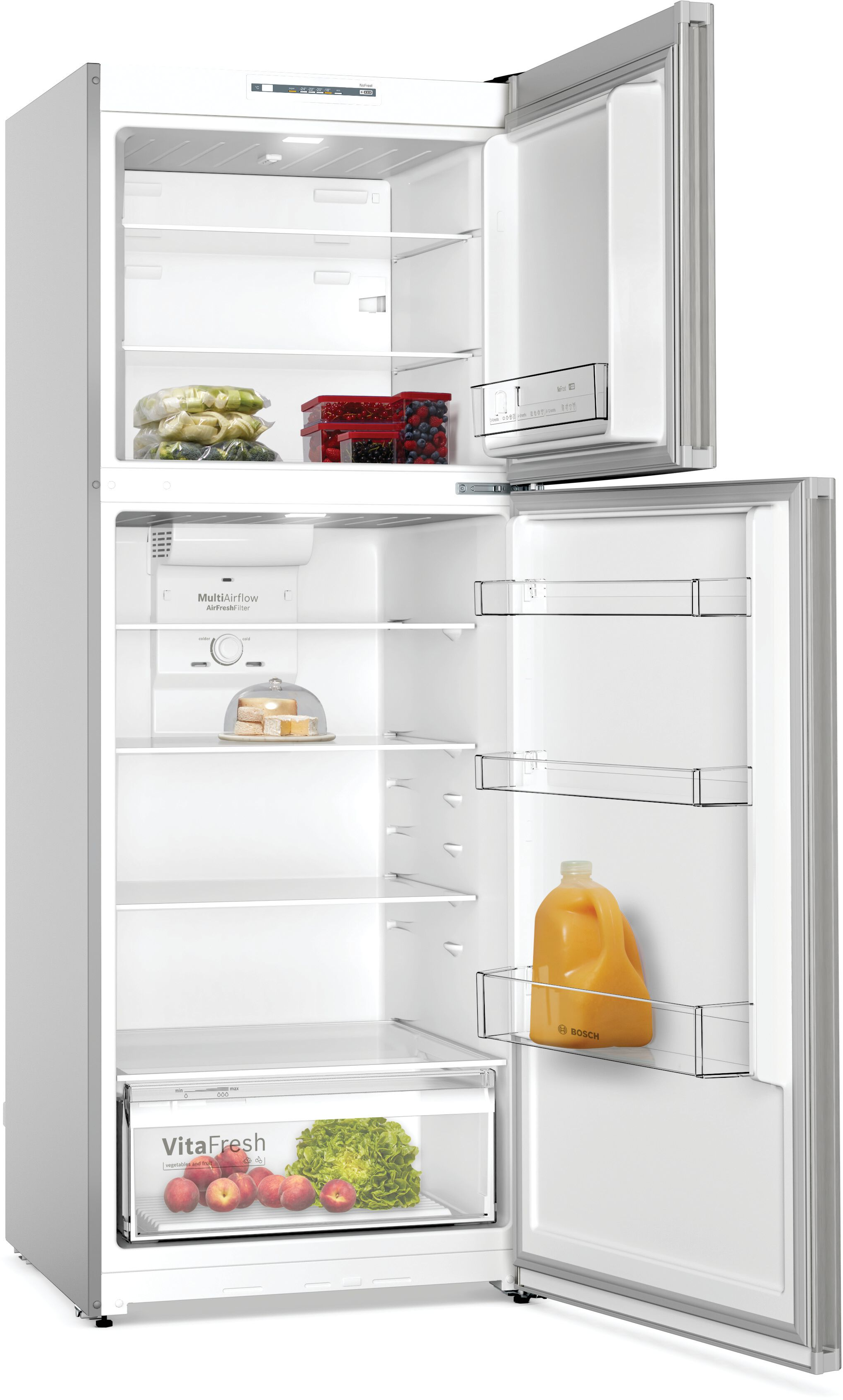 KDN55NLE0M free-standing fridge-freezer with freezer at top | BOSCH AE