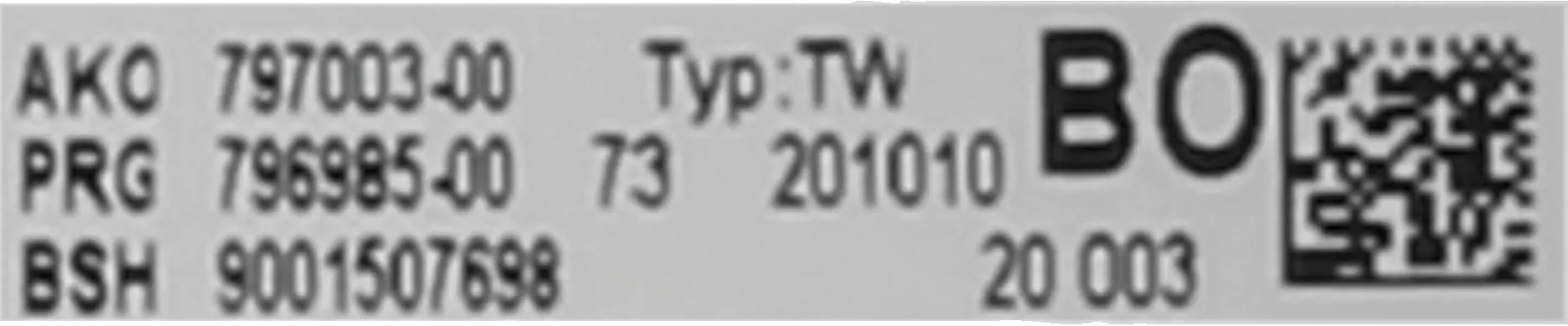 11036782 Operating module not programmed | BOSCH SG