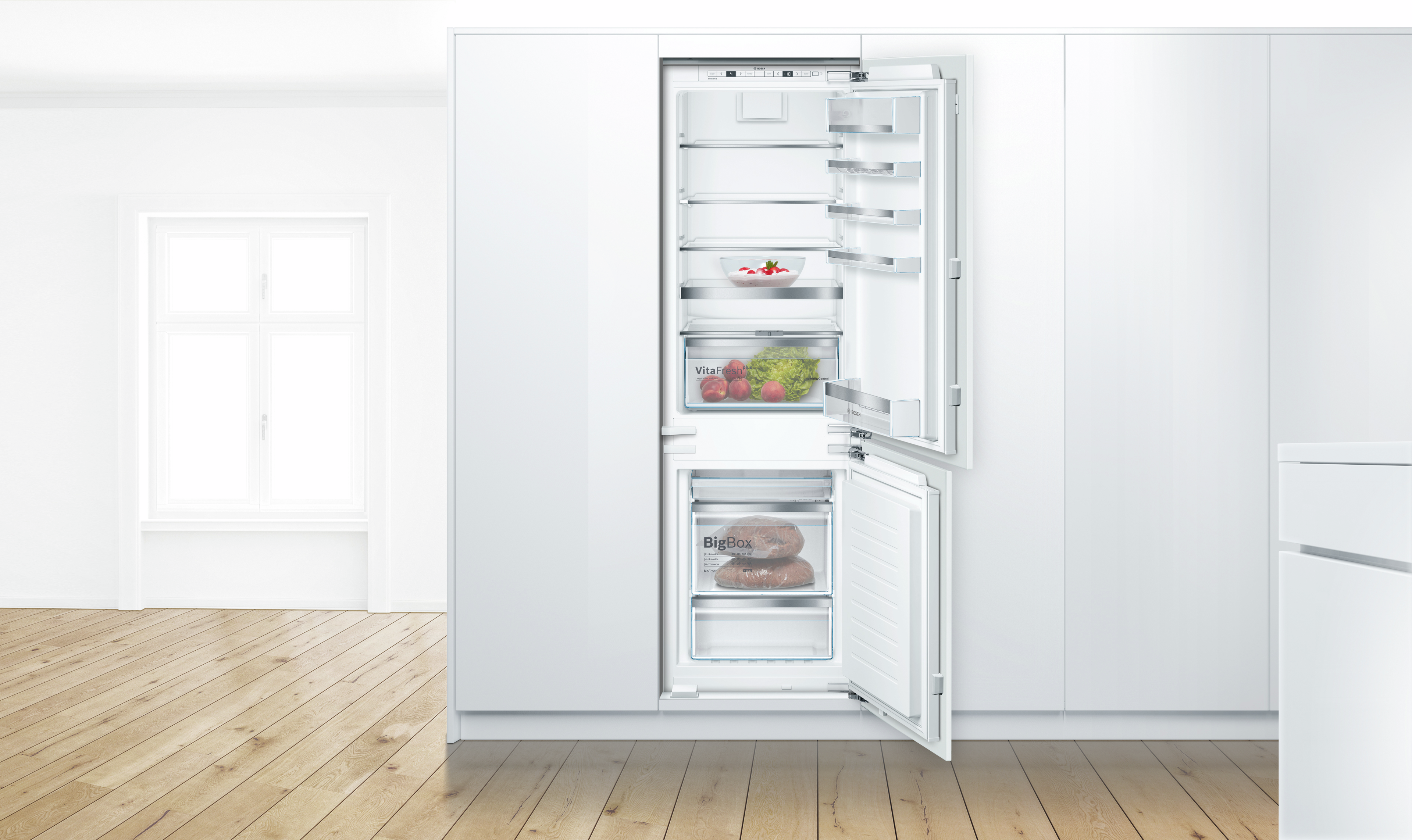 KIN86AF3M8 built-in fridge-freezer with freezer at bottom | BOSCH EG